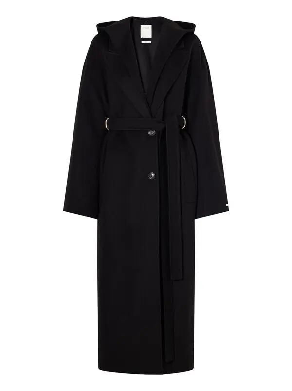 Sportmax Olmo Hooded Belted Wool-felt Coat - Black