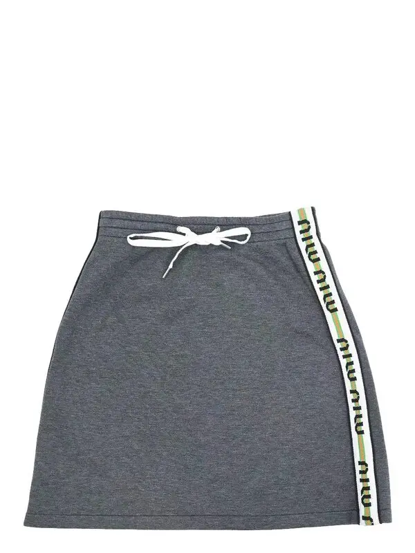 Miu Miu 2017 Logo-tape Mini Skirt - Grey