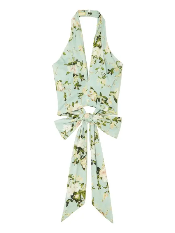 Erdem Short Halter Top - Green