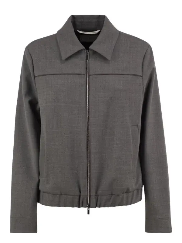Peserico Long-sleeve Casual Zip-up Jacket - Grey