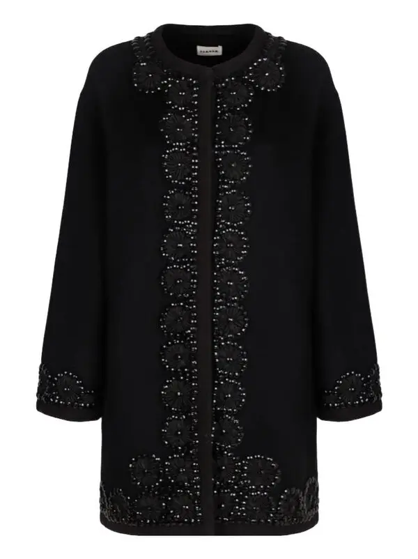P.a.r.o.s.h Floral-embellished Coat - Black