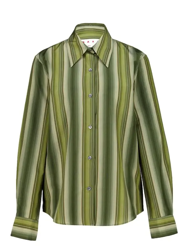 Marni Striped Long-sleeved Shirt - Green