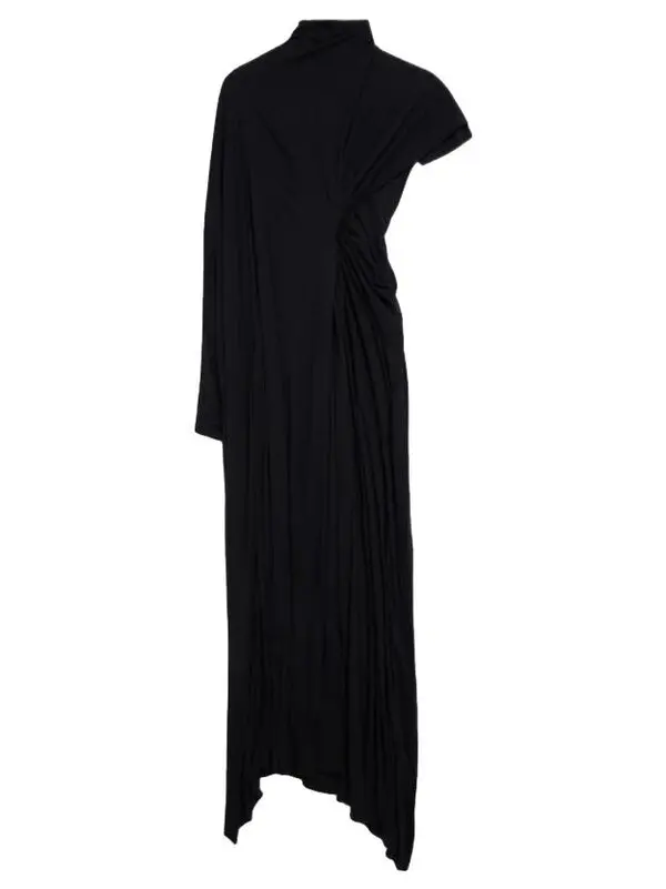Balenciaga Draped Cape Dress - Black