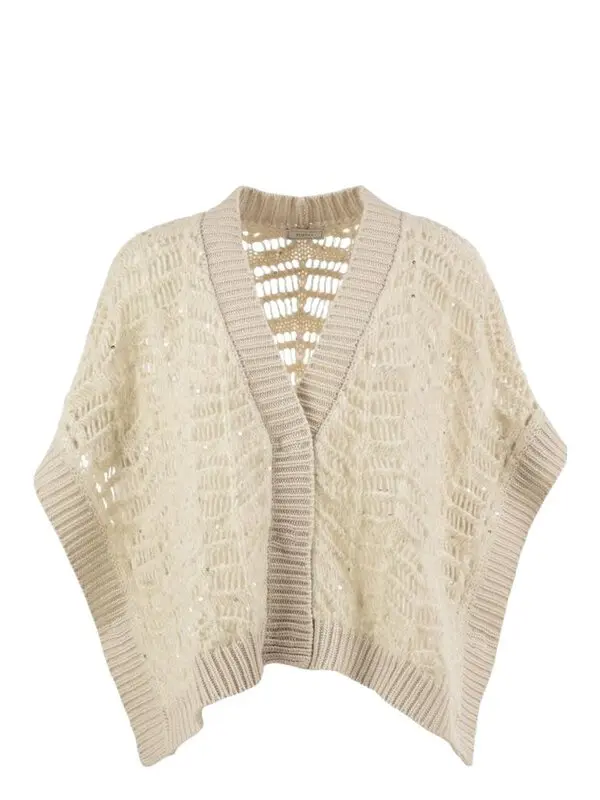 Peserico Ribbed V-neck Knit Top - White