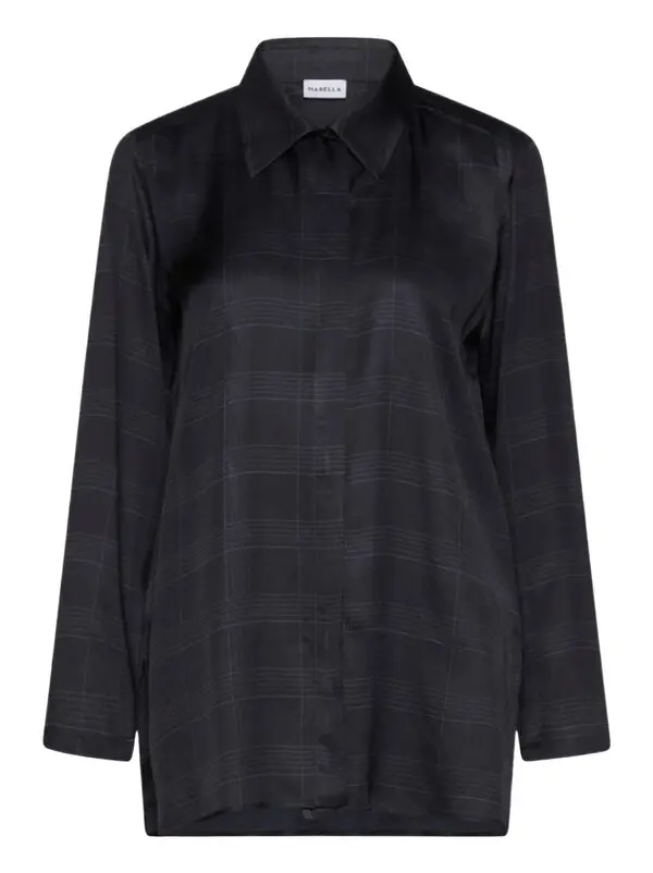Marella Long-sleeve Plaid Shirt - Navy Blue