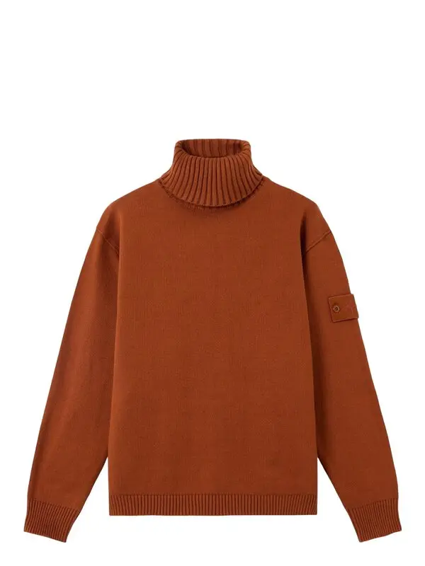 Stone Island Regular-fit Turtleneck Jumper With Ribbed Trims - Red Pottery