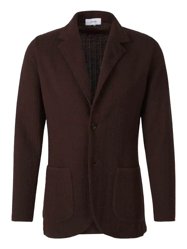 LARDINI Herringbone-knit Jacket - Dark Brown