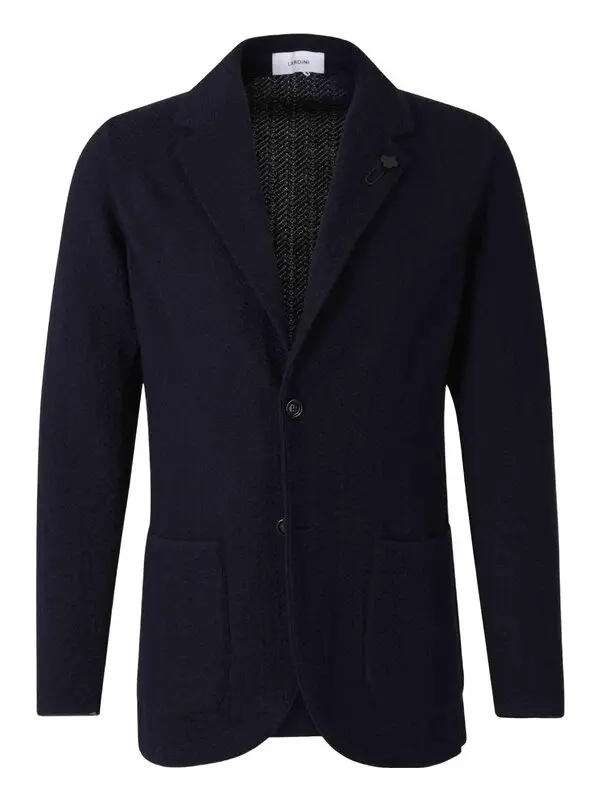 LARDINI Herringbone-knit Virgin Wool Jacket - Navy Blue