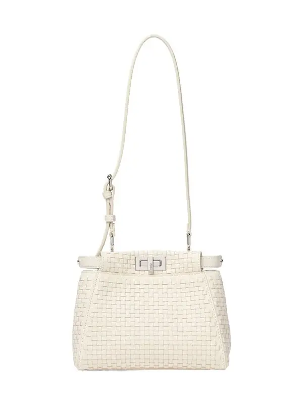 Fendi My Peekaboo Xs Woven Leather Bag - Parchment-coloured