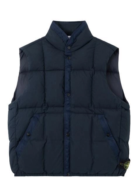 Stone Island Down Vest With Wind Resistance - Navy Blue