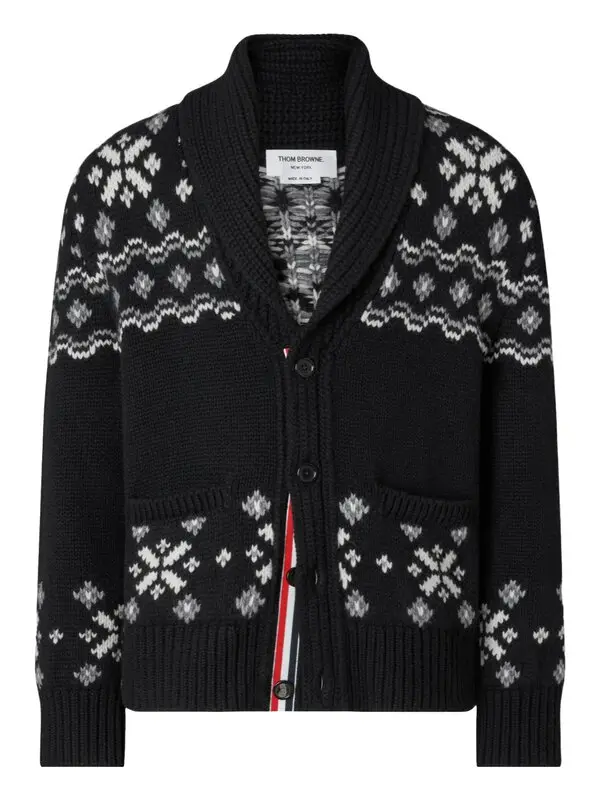 Thom Browne Icelandic Fair Isle Cashmere Cardigan - Black