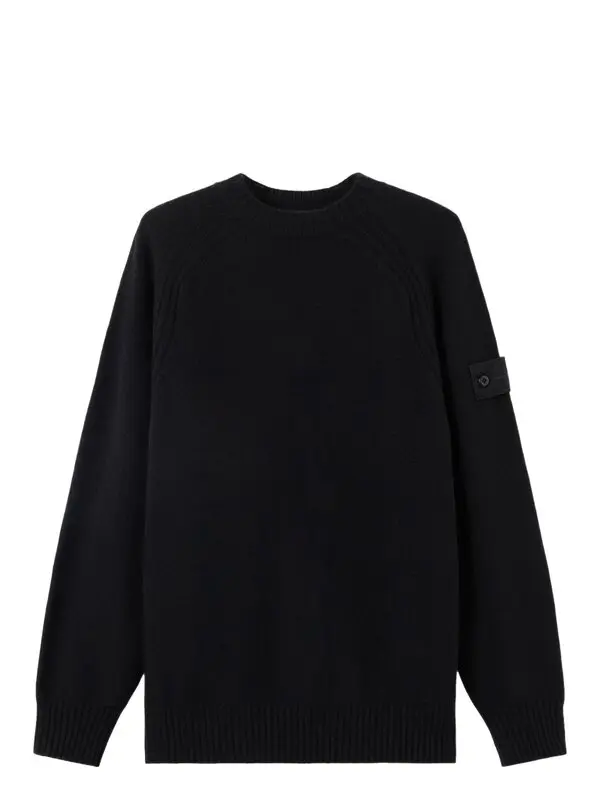 Stone Island Regular-fit Crewneck Jumper With Raglan Sleeves - Black