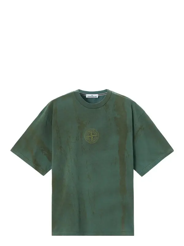Stone Island Regular-fit T-shirt With 'bark Tee' Print - Ocean Green