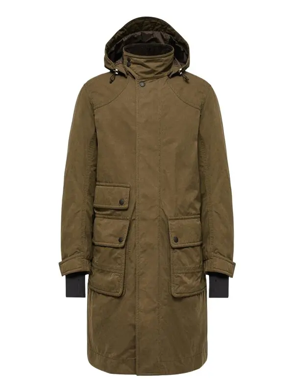 Moncler Allaine Long Padded Hooded Canvas Parka - Olive Green
