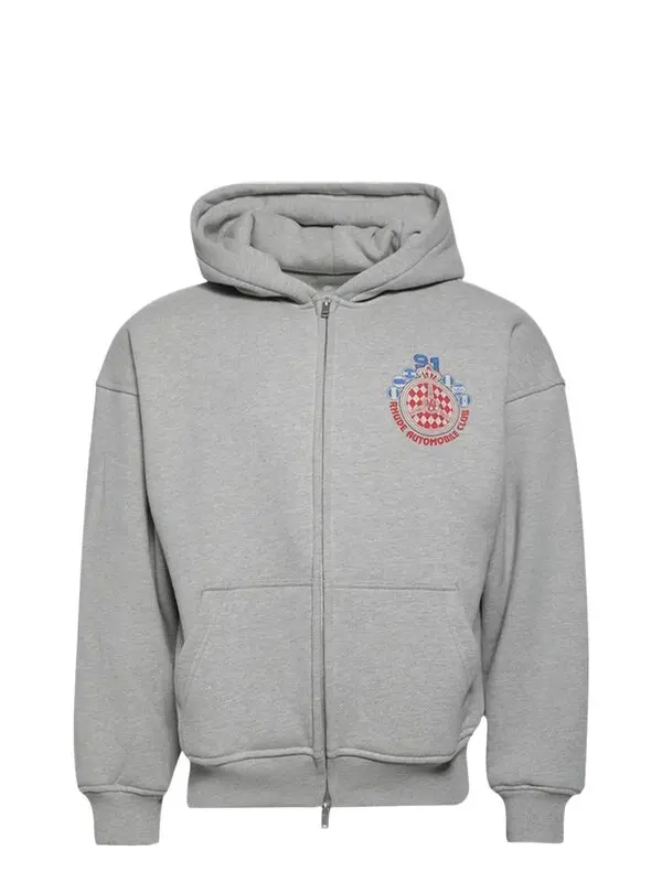 Rhude Automobile Club Zip-up Hoodie - Grey