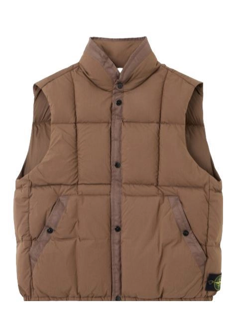 Stone Island Down Vest With Wind Resistance - Ochre
