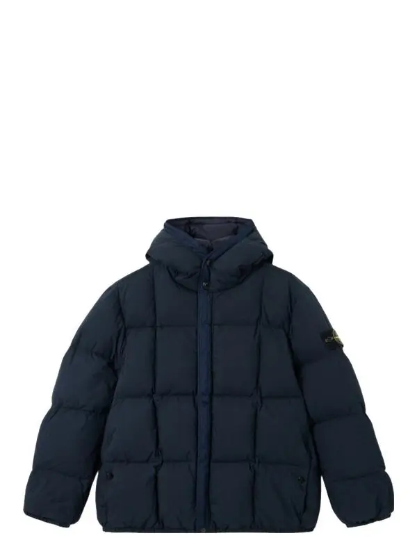 Stone Island Hooded Down Jacket With Wind Resistance - Navy Blue