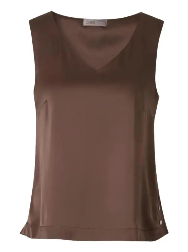 Herno Satin-finish V-neck Blouse - Brown