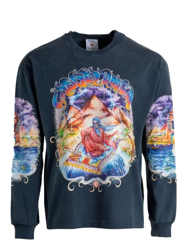 Casablanca Eveil Ancestral Printed Sweatshirt - Navy