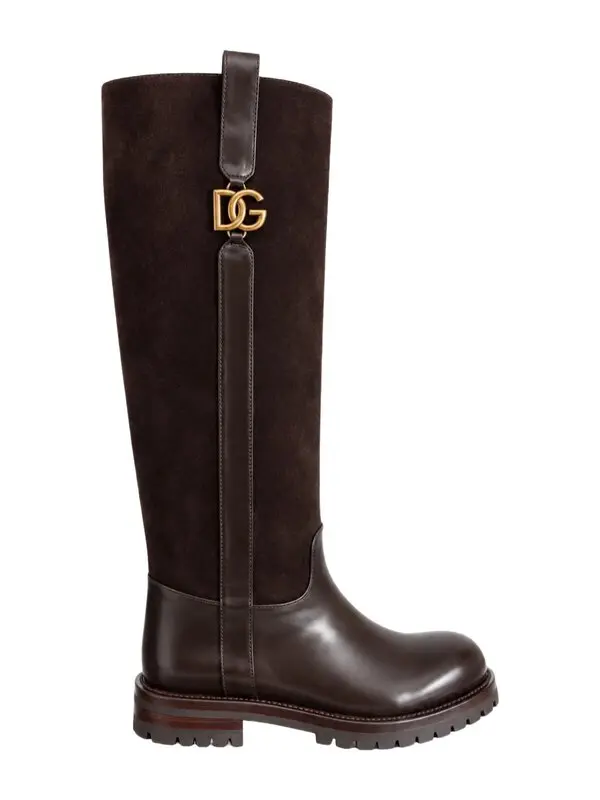 Dolce & Gabbana Dolce Gabbana Logo Plaque Boots - Dark Brown