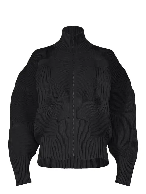 Issey Miyake Kone Kone Ribbed Knitted Jacket - Black