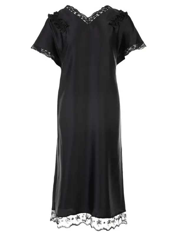 Simone Rocha Lace-trim Cut-out Midi Dress - Black