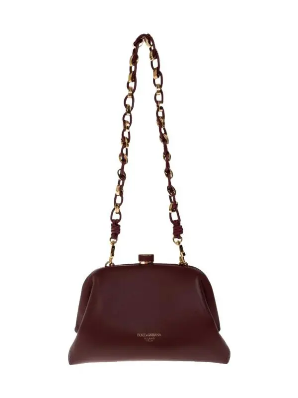Dolce & Gabbana Mini Grandma Leather Clutch Bag - Wine Red