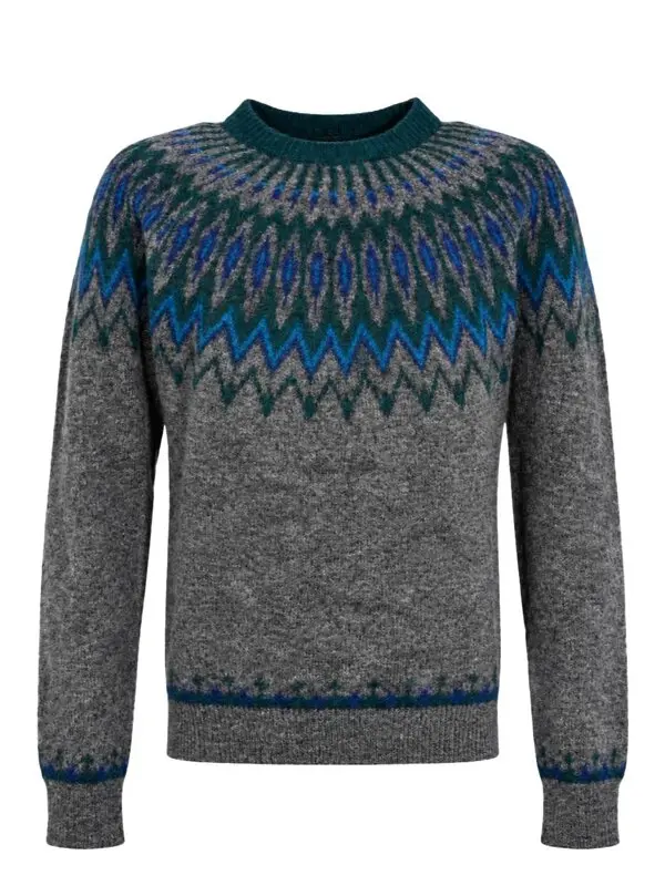 ROBERTO COLLINA Fair Isle Knitted Sweater - Grey