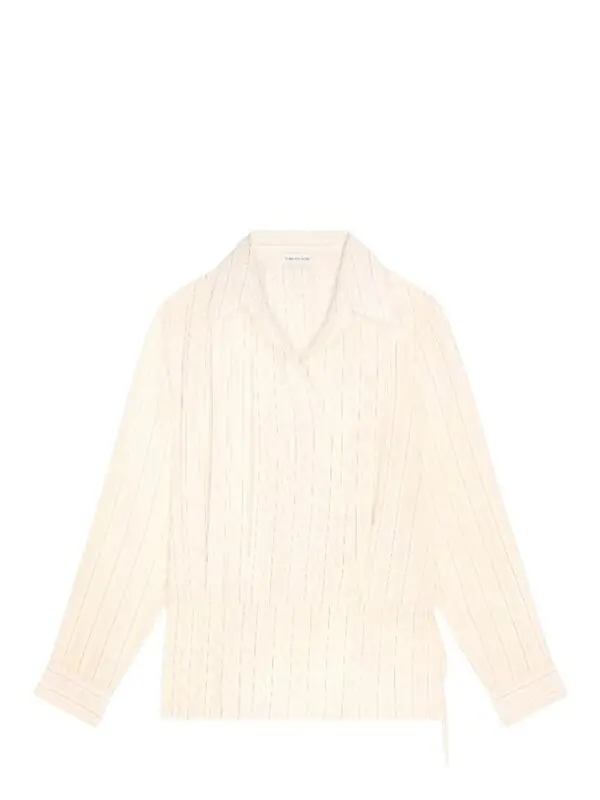 Dries Van Noten Pinstripe Wrap Top - Off-white