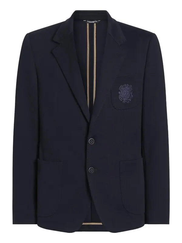 Dolce & Gabbana Dolce Gabbana Crest Single Vent Blazer - Blue