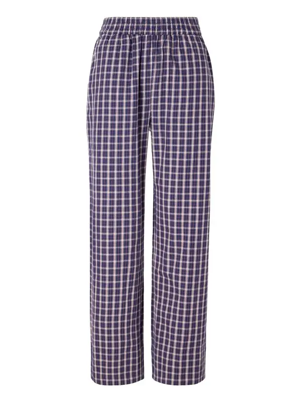 SKALL STUDIO Jasmine Checked Organic Cotton-poplin Wide-leg Pants - Multi