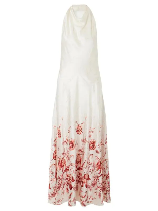 DÔEN Ismerie Halterneck Floral-print Silk Maxi Dress - Multi
