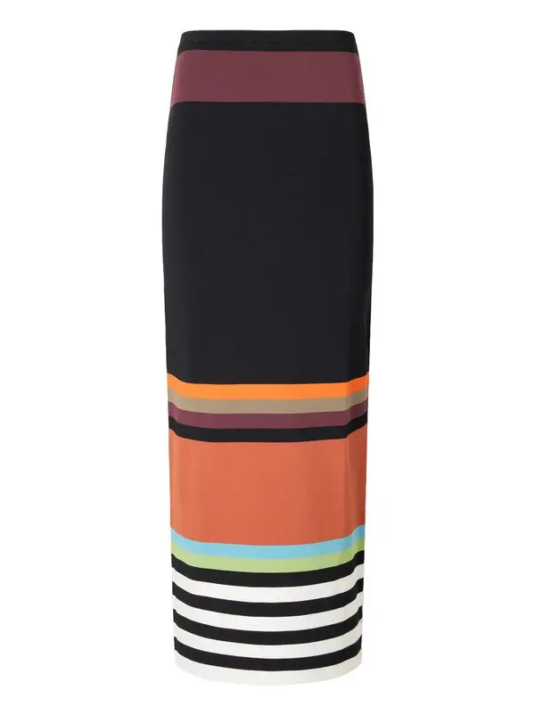 Christopher John Rogers Striped Stretch-jersey Midi Skirt - Multi