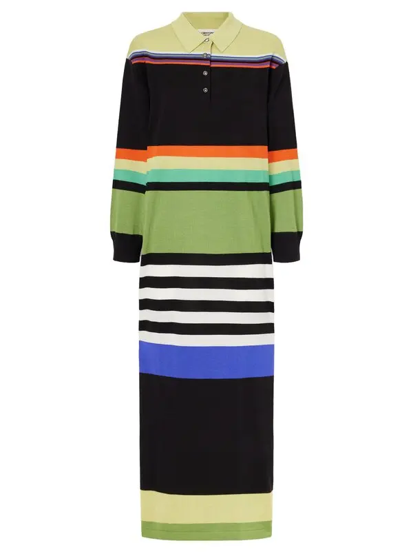 Christopher John Rogers Striped Merino Wool And Silk-blend Maxi Dress - Multi