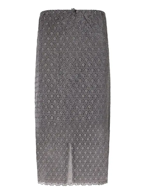 Cecilie Bahnsen Bria Scalloped Floral-lace Cotton-blend Midi Skirt - Gray