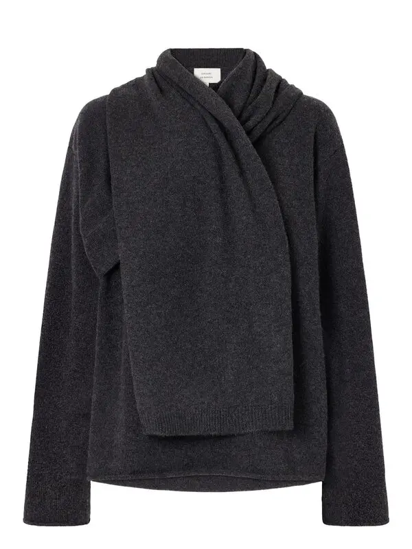 Loulou De Saison Frances Scarf-detailed Cashmere Sweater - Gray
