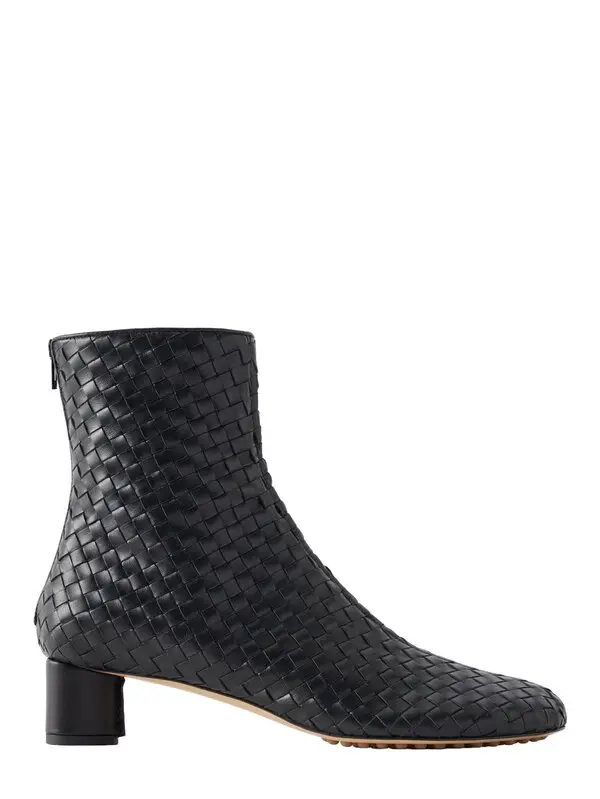 Bottega Veneta Cherry 45 Intrecciato Leather Ankle Boots - Black