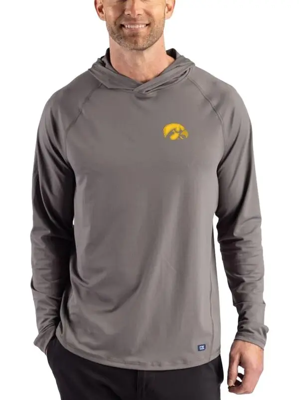 Cutter & Buck Iowa Hawkeyes Prospect Recycled Featherlight Stretch Hoodie - Gray