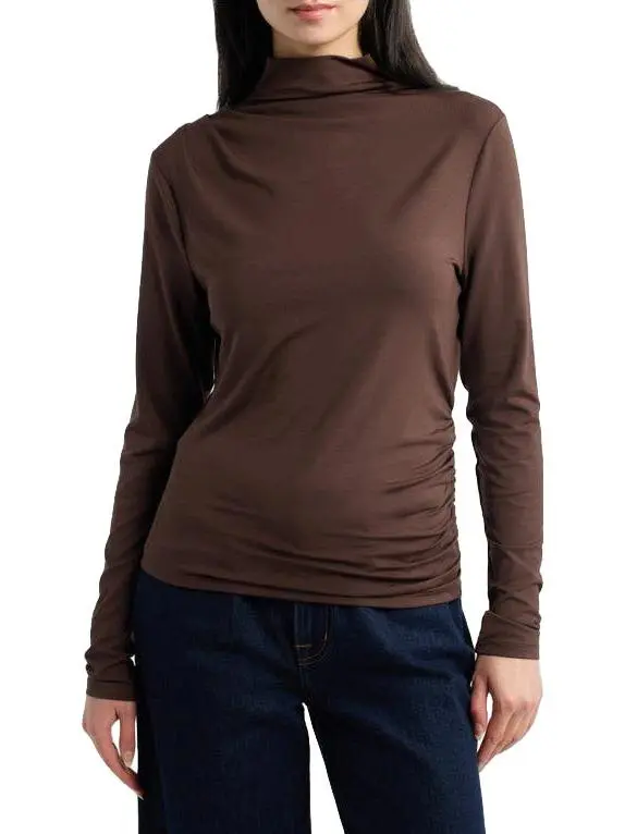 Veronica Beard Mylie Mock Neck Knit Top - Espresso