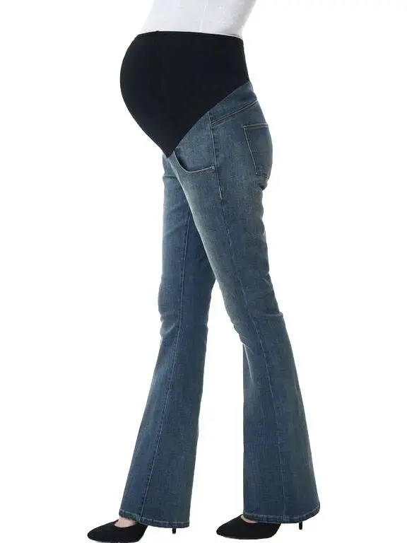 KIMI + KAI Maternity Stretch Flare Leg Denim Jeans - Medium Indigo