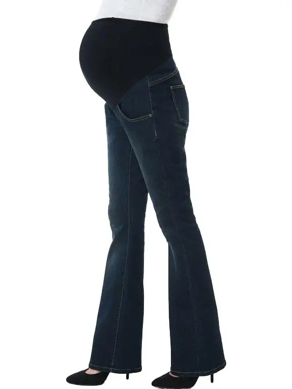 KIMI + KAI Maternity Stretch Flare Leg Denim Jeans - Rich Indigo