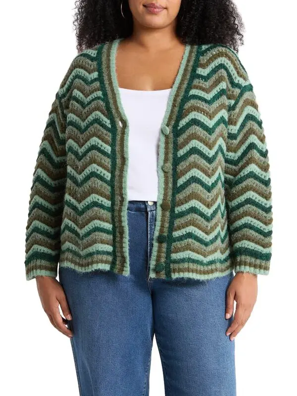 SUGARLIPS Harp Zigzag Cardigan - Emerald