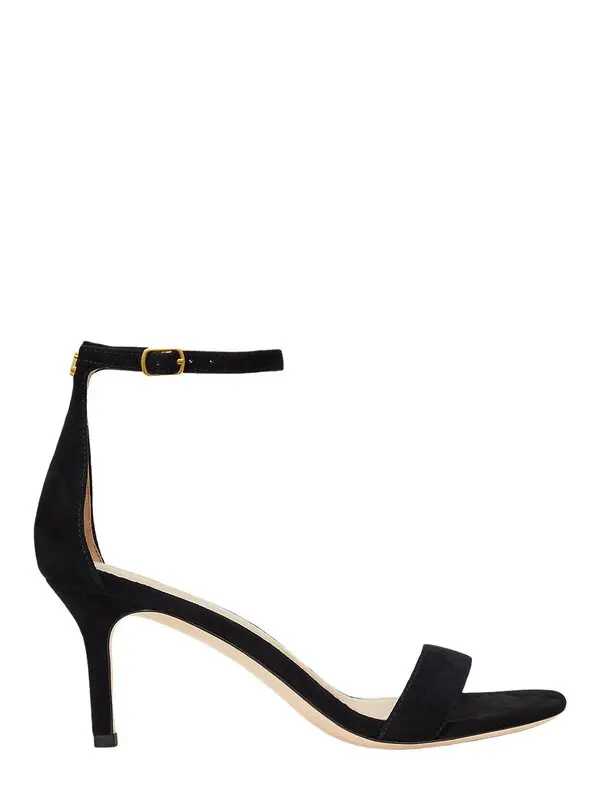 Ralph Lauren Allie Mid-heel Suede Sandal - Black
