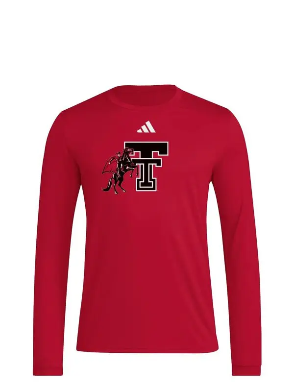 Adidas Texas Tech Raiders Primary Locker Logo Pre-game Long Sleeve T-shirt - Red
