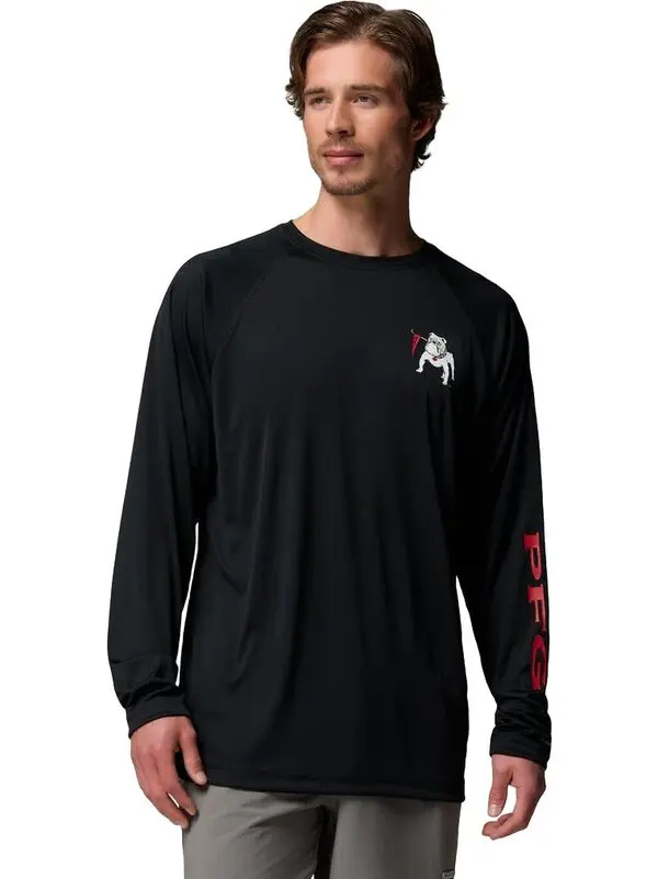 Columbia Georgia Bulldogs Terminal Tackle Omni-shade Raglan Long Sleeve T-shirt - Black