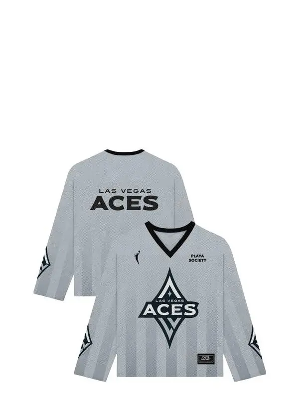 PLAYA SOCIETY Las Vegas Aces Hockey Fashion Jersey - Gray