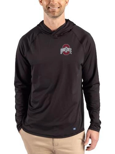 Cutter & Buck Ohio State Buckeyes Prospect Recycled Featherlight Stretch Hoodie - Black