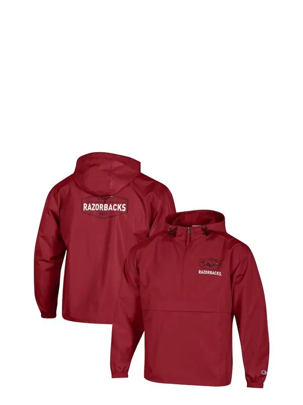 Champion Arkansas Razorbacks Delay Packable Half-zip Jacket - Cardinal