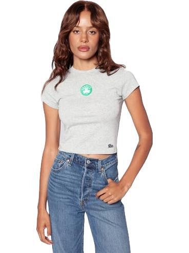 HYPE AND VICE Boston Celtics Small Logo Cropped Baby T-shirt - Gray