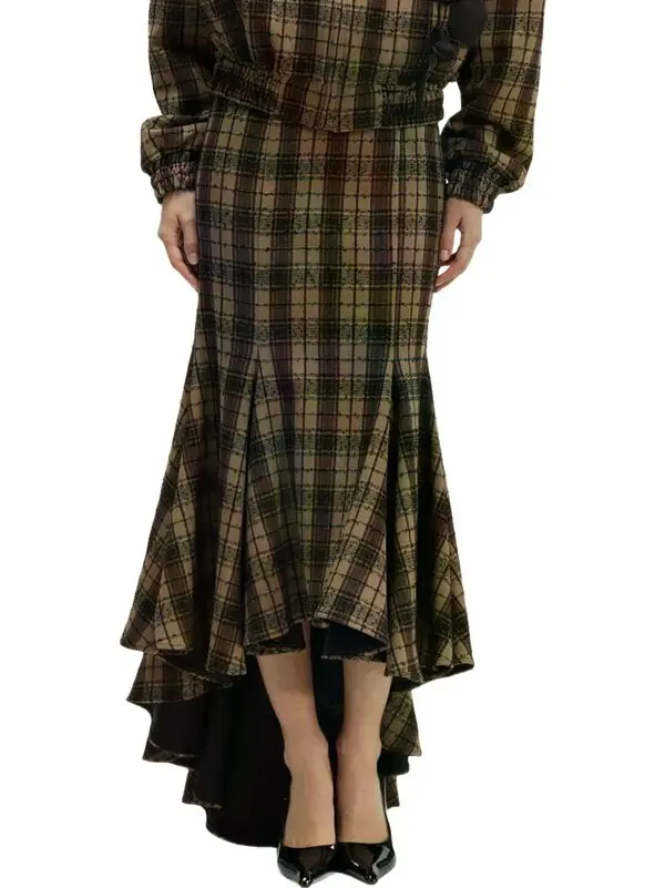 Giuseppe Di Morabito Check-pattern Asymmetric Skirt - Brown